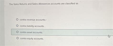 Solved The Sales Returns And Sales Allowances Accounts Are Chegg