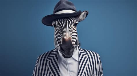 Premium Photo A Stylish Zebra In A Suit And Hat