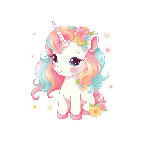 Unicorn Clipart Cute Pastel Unicorn Png And Jpeg Rainbow Colours And Flowers Digital Download