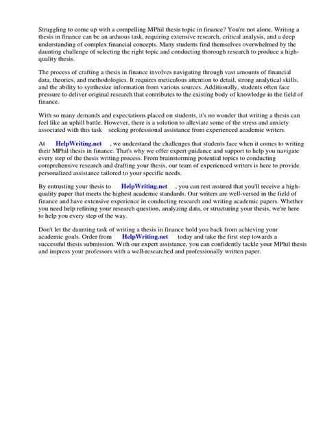 Mphil Thesis Topics In Finance Pdf Pakistan Thesis