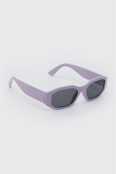 Mens Plastic Angled Rectangle Sunglasses Boohoo Uk