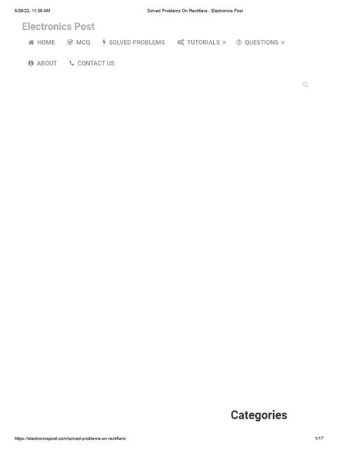 Unit 4 Solved Problems On Rectifiers Electronics Post Pdf