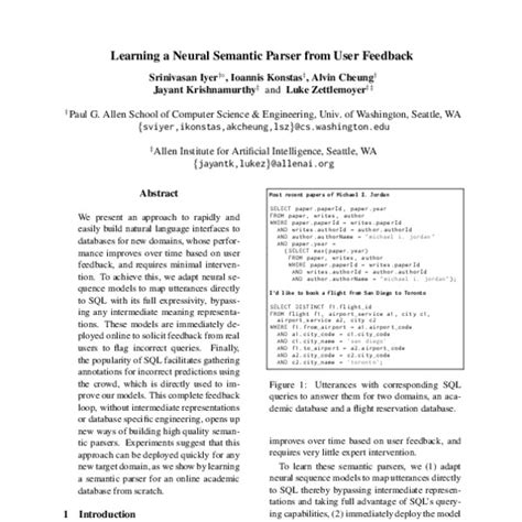 Learning A Neural Semantic Parser From User Feedback Acl Anthology
