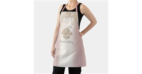 Gold Cupcake Glitter Drips Bakery Pastry Chef Rose Apron