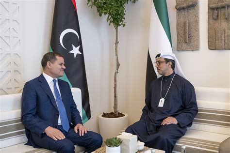 منصور بن زايد يبحث علاقات التعاون مع رئيس حكومة الوحدة الوطنية الليبية