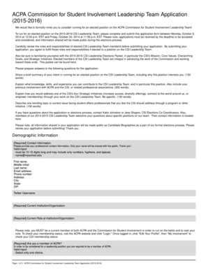 Fillable Online ACPA Commission For Student Involvement Leadership Team