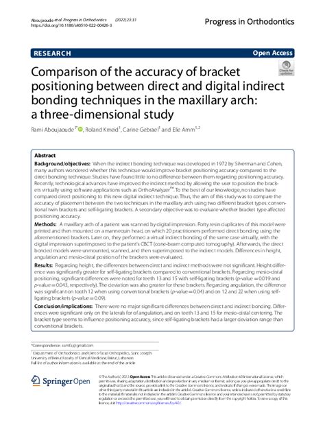pdf comparison of the accuracy of bracket positioning between direct