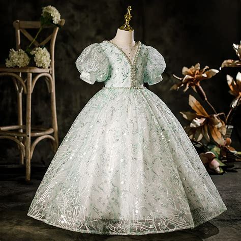 Elegant Girls Floral Lace Princess Ball Gown On Luulla