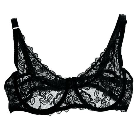 Womens Sexy Lace Bra Non Padded Underwire See Through Unlined Bra Mesh