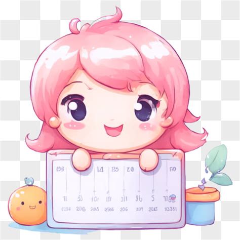 Download Kawaii Pink Haired Girl With Orange And Planner Kawaii Online