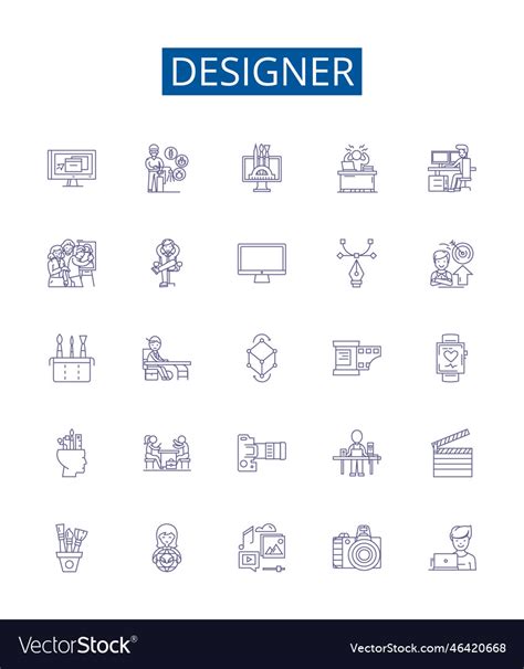 Designer Line Icons Signs Set Design Collection Vector Image