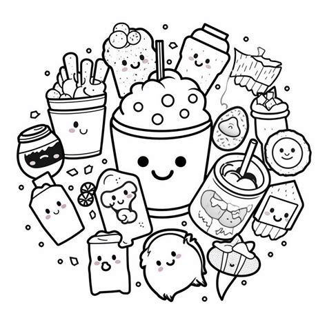 Printable Kawaii Junk Food Coloring Coloring Page
