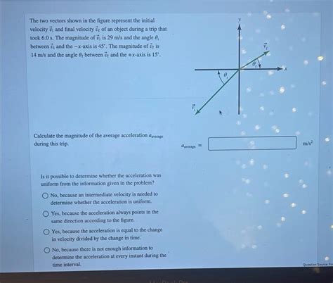 Solved The Two Vectors Shown In The Figure Represent The