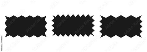Rectangle With Zig Zag Edgea Set Of Uneven Zigzag Rectangular Shapes Black Color Isolated