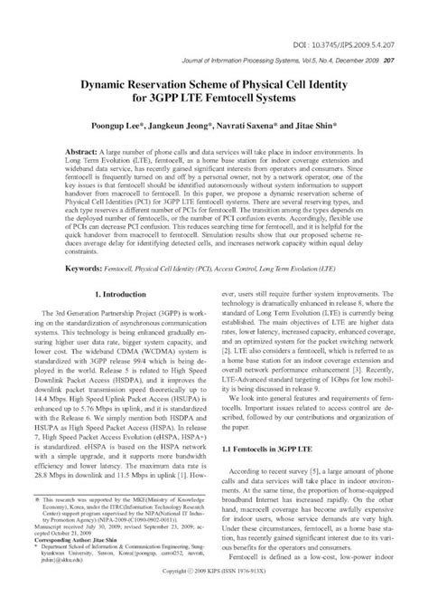 Pdf Dynamic Reservation Scheme Of Physical Cell Identity For