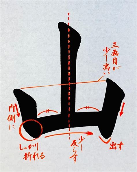 書道山の書き方とコツ手本動画毛筆大筆楷書松本松栄堂 書道教室