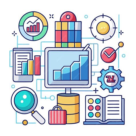 Business Data Analysis Charts Graphs And Data Visualization With Icons