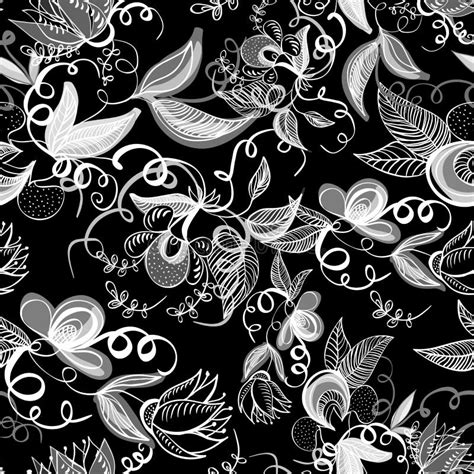 Floral Monochrome Seamless Background Stock Vector Illustration Of Element Floral 48505728
