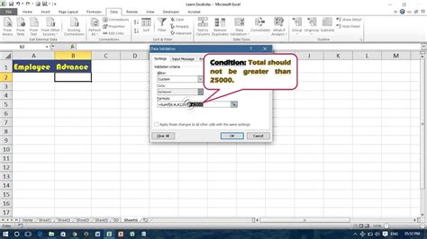 Excel Data Validation Prevent Entries After Certain Amount Youtube