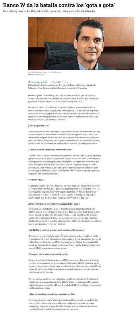 Banco W Da La Batalla Contra Los ‘gota A Gota Banco W Banco W