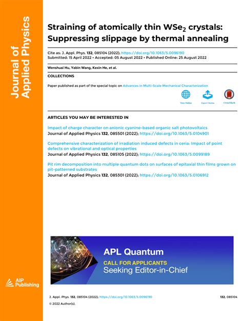 Pdf Straining Of Atomically Thin Wse 2 Crystals Suppressing Slippage