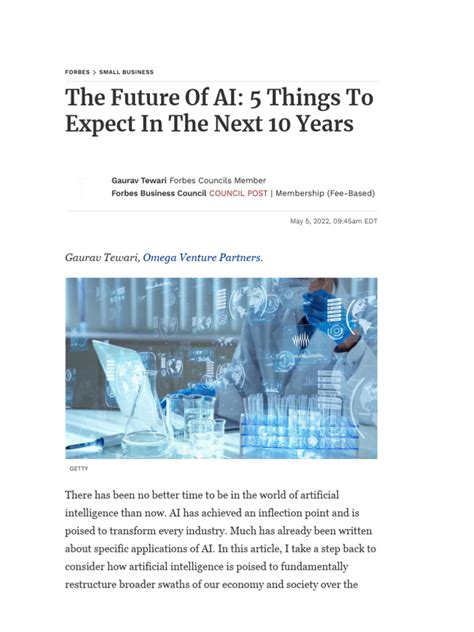 The Future Of Ai 5 Things To Expect In The Next 10 Years Pdf Artificial Intelligence