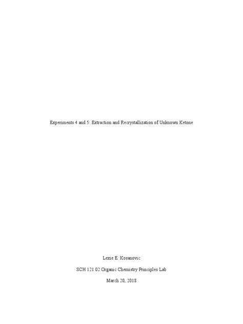 Extraction And Recrystallization Intro Results Lab Report Pdf