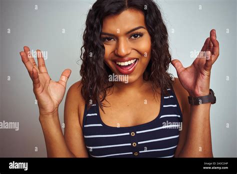 Beautiful Transsexual Transgender Woman Wearing Striped T Shirt Over