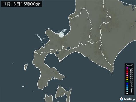 道南の過去の雨雲レーダー2024年01月03日 日本気象協会 Tenkijp