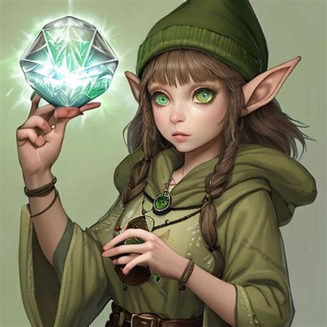 Forest Gnome Female Off White Skin Olive Green Eye