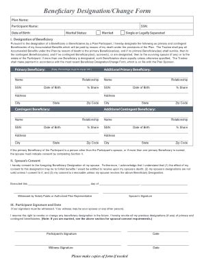 Fillable Online Beneficiary Designation Change Form Dynamic Pension Services Fax Email Print