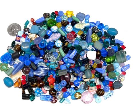 Loose Bead Mix Bead Assortment 1 Lb Glass Shell Stone Crystal Lampwork
