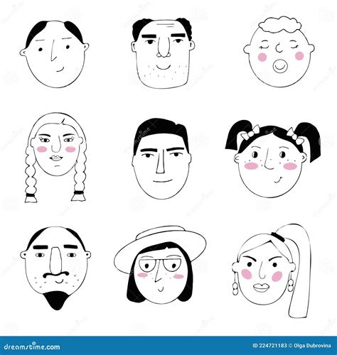 Conjunto Vectorial De Retratos De Personas Caricatura Graciosa