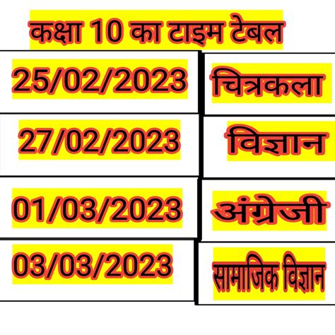 Class 10th Time Table 2023
