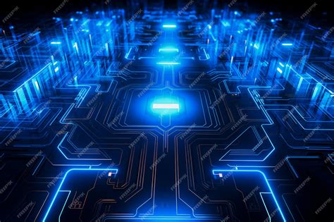 Premium Photo Abstract Computer Circuit Board Wallpaper Background Neon Futuristic Blue Light