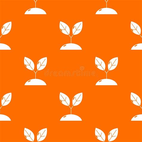 Plant Sprout Pattern Vector Orange Stock Vector Illustration Of