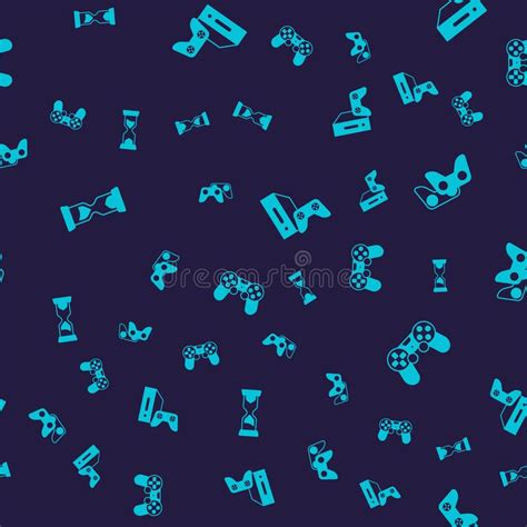 Set Old Hourglass Game Controller Or Joystick Console With And On Seamless Pattern Vector