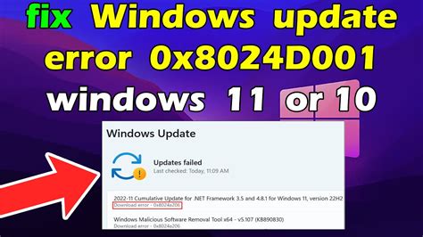How To Fix Windows Update Error 0x8024d001 Windows 11 Or 10 Youtube