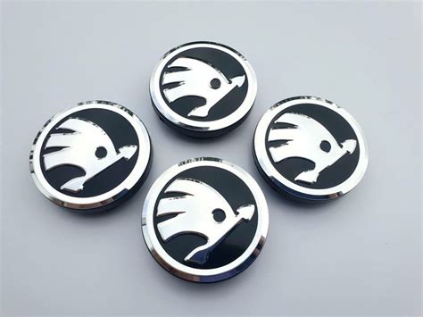 1set 4caps Black Chrome Logo Skoda Octavia Superb Fabia Yeti Wheel ...
