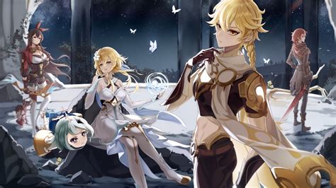 Aether Amber Lumine Barbara Klee Kaeya And Jean Genshin Impact K Barbara