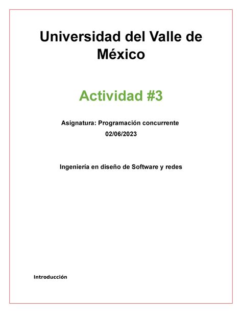 Actividad 3 Programación Concurrente Universidad Del Valle De México
