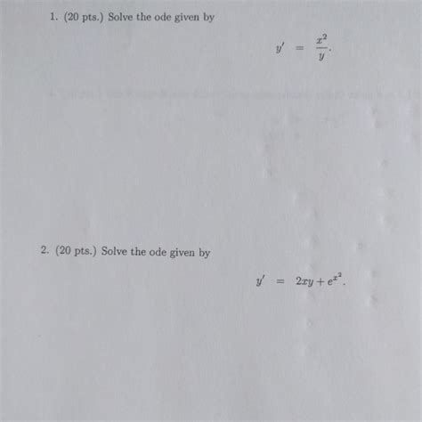 solved 1 20 pts solve the ode given by z 2 20 pts