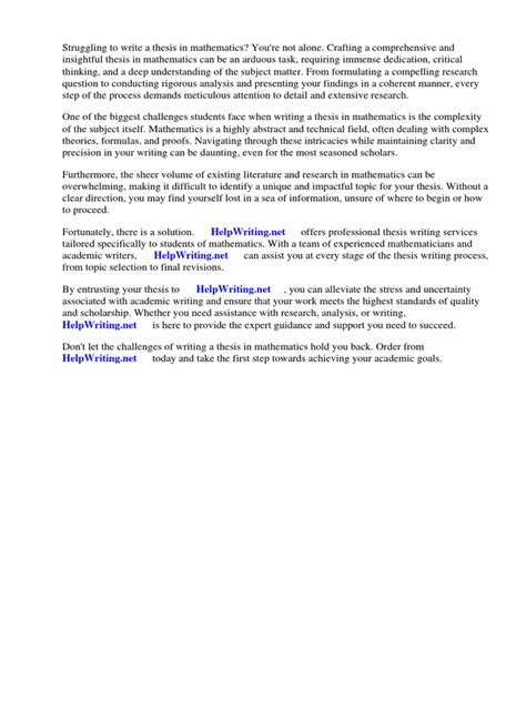 Example Thesis Topics In Mathematics Pdf Thesis Mathematics