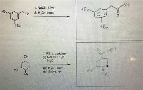Solved 1 Nacn Dmf T Bu 2 Halo Heat Br T Bu I Pbr3 P