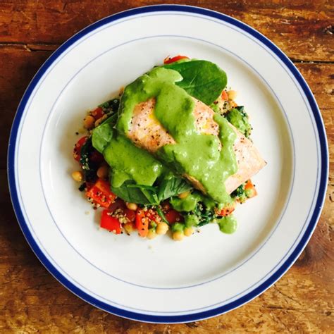 Grilled Salmon Brazil Nut Spinach Pesto Quinoa Salad Rosie Letts Nutrtion