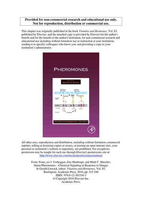 Pdf Alarm Pheromones—chemical Signaling In Response To Danger