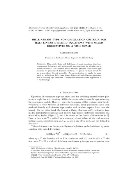 Pdf Hille Nehari Type Non Oscillation Criteria For Half Linear