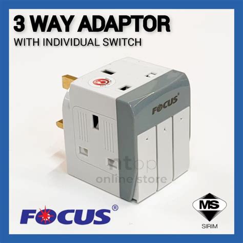 Focus 13a 3way Adaptor Plug With Individual On Off Switch Sirim Shopee Malaysia