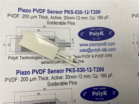Iezo Pvdf Sensor 200um Thick X 1 2 Cm X 3 Cm 185 Pf For Vibration Sensor Piezo Energy