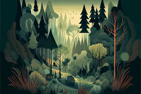 Abstract Forest Landscape Illustration Vector Graphic 17780957 Vector